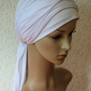 Full Head Covering, Chemo Head Wear, White Turban, Volume Turban With ...