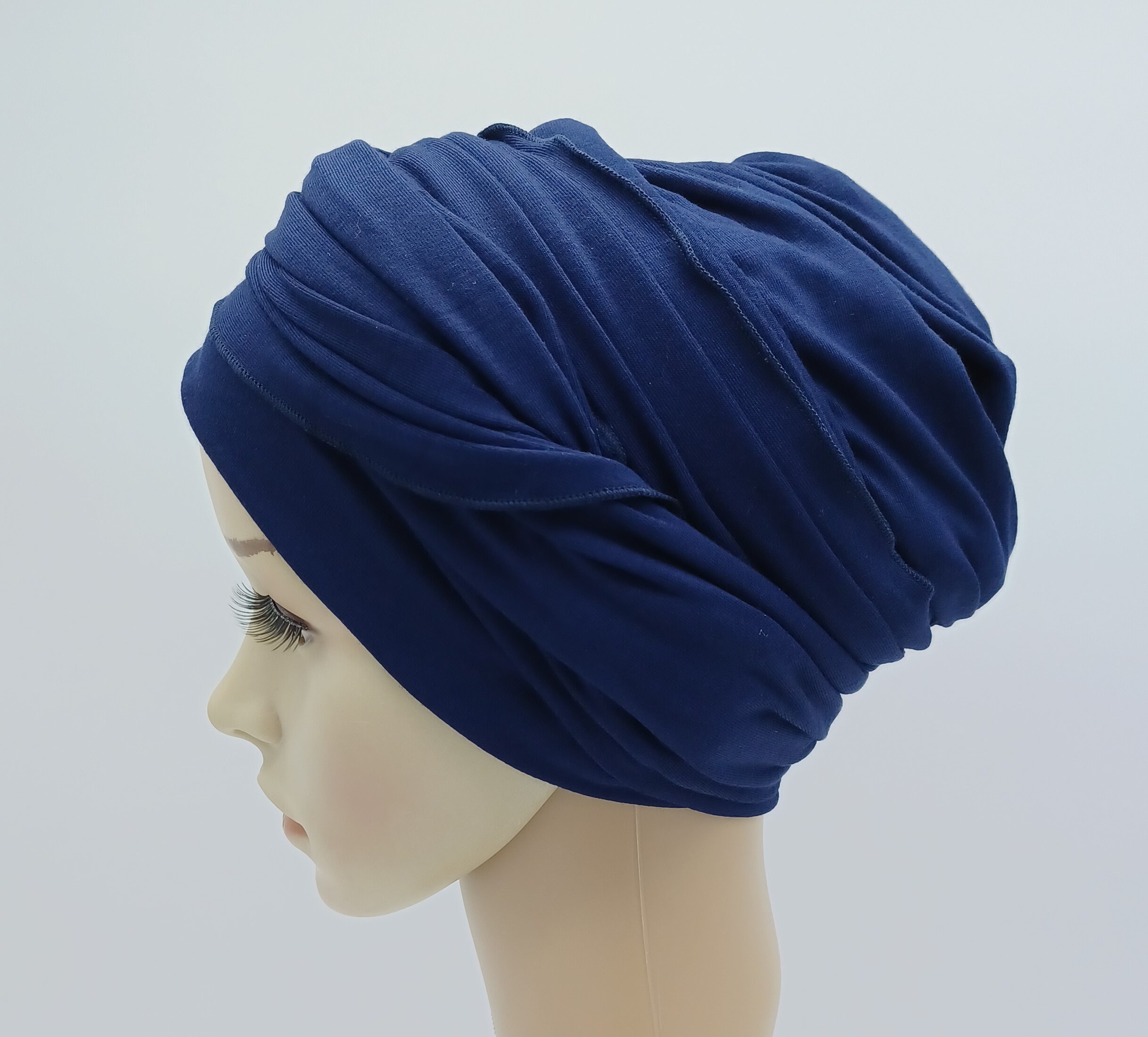 Full Head Covering Navy Blue Head Snood Stretchy Head Wrap | Etsy