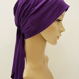 Purple Viscose Jersey Turban With Ties, Chemo Head Scarf Wrap - Etsy