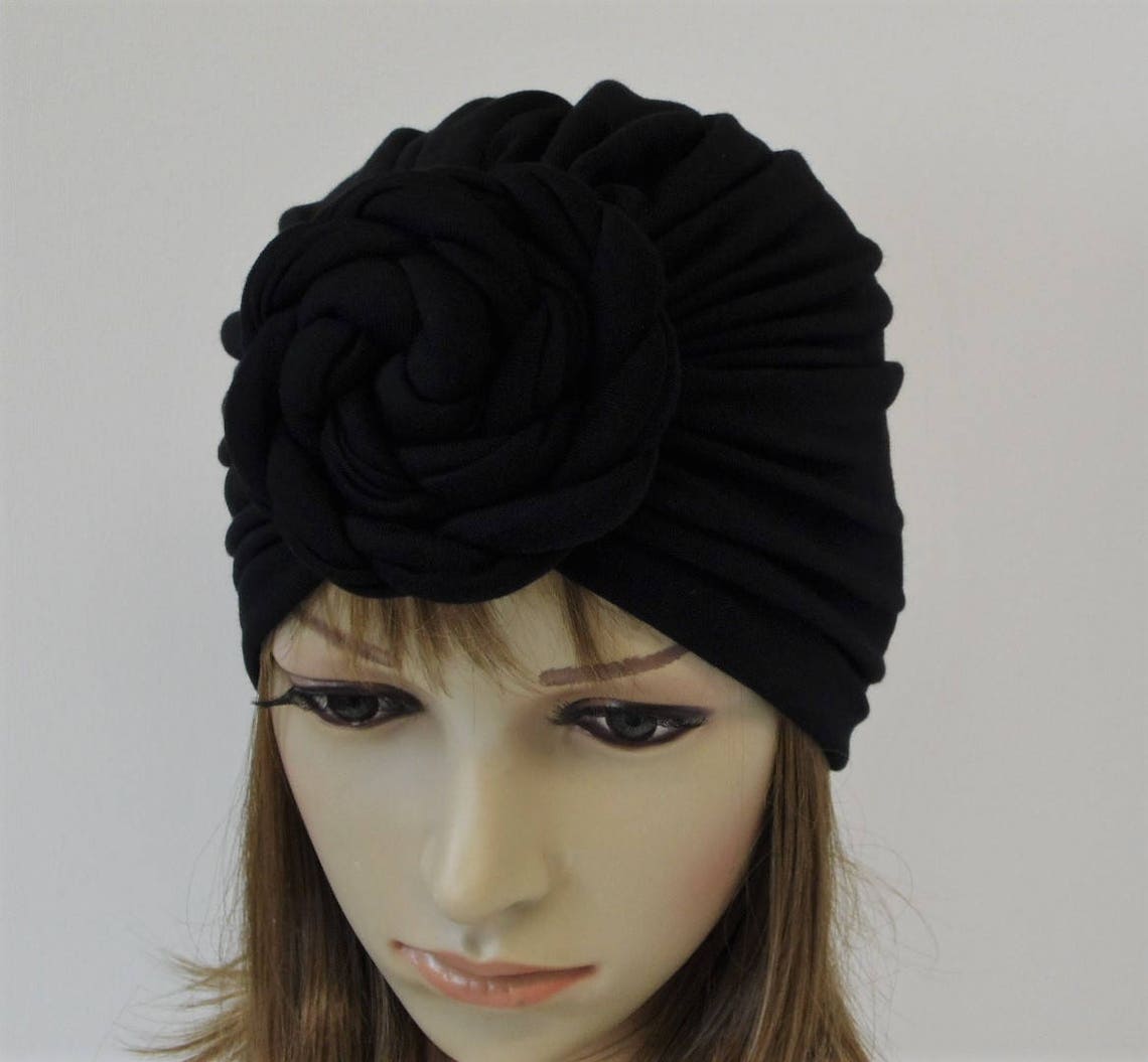 Black Turban Hat Front Knotted Turban Elegant Head Wear - Etsy UK