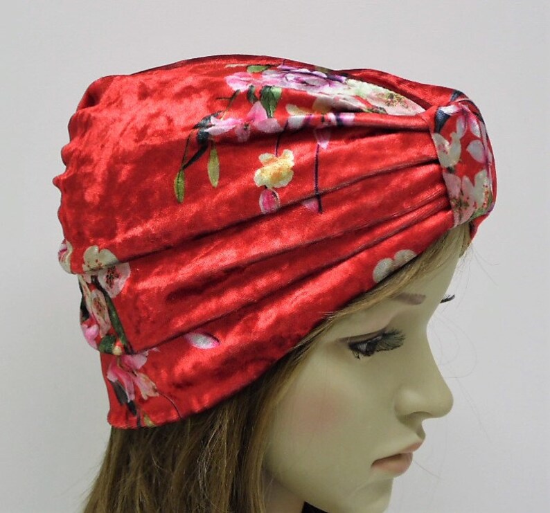 Floral Turban Hat for Women Velvet Turban Red Turban Top - Etsy