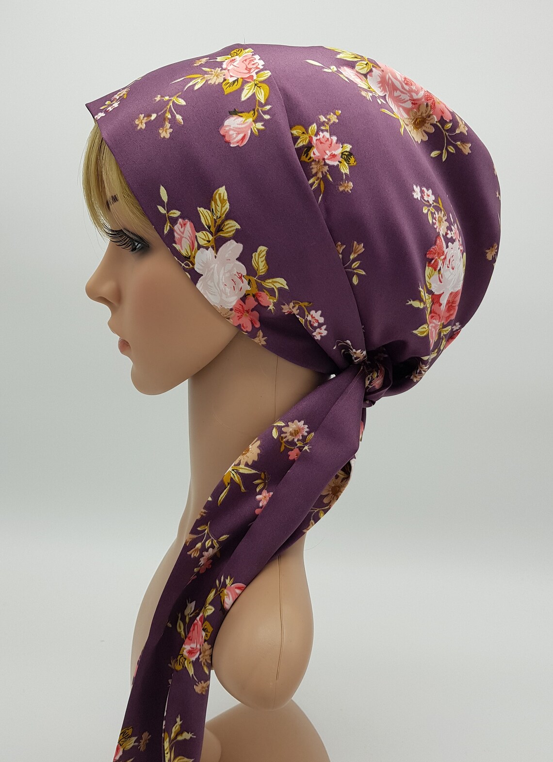Floral Satin Headwear Natural Curly Hair Snood Lined Bonnet - Etsy