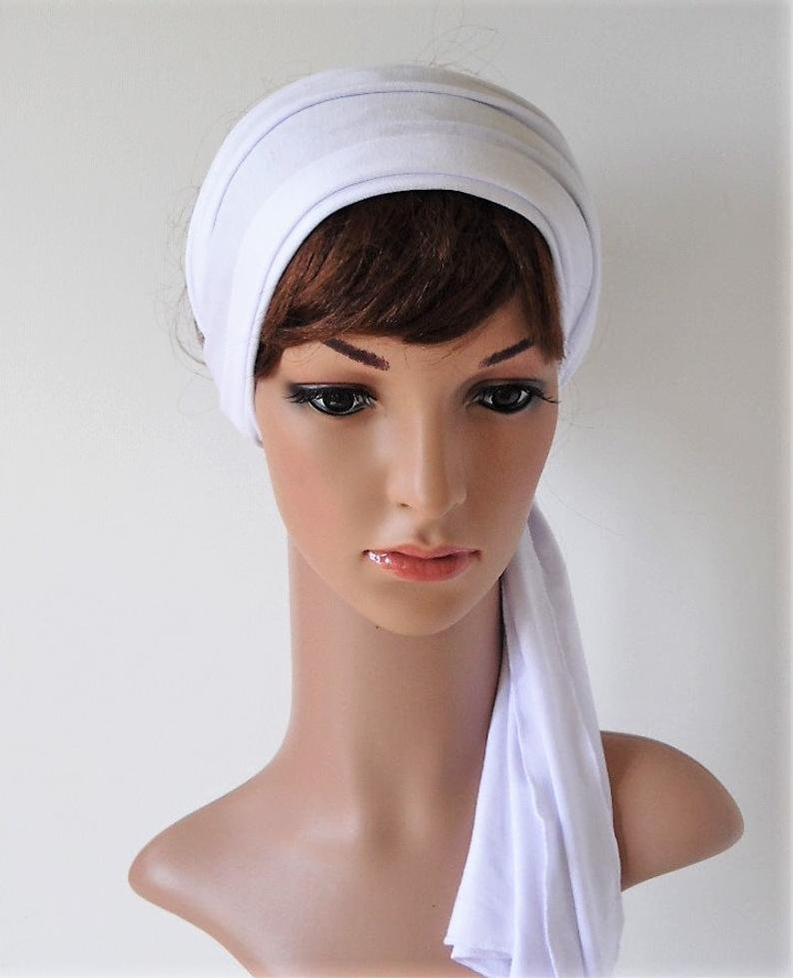 White Head Scarf Stretchy Hair Tie Women's Head - Etsy