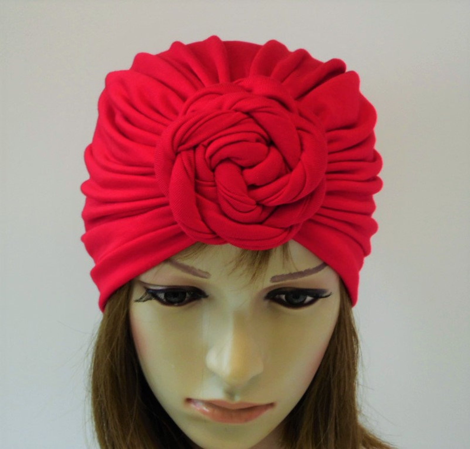 Red Top Knotted Turban Hat Women's Turban Rosette Turban | Etsy