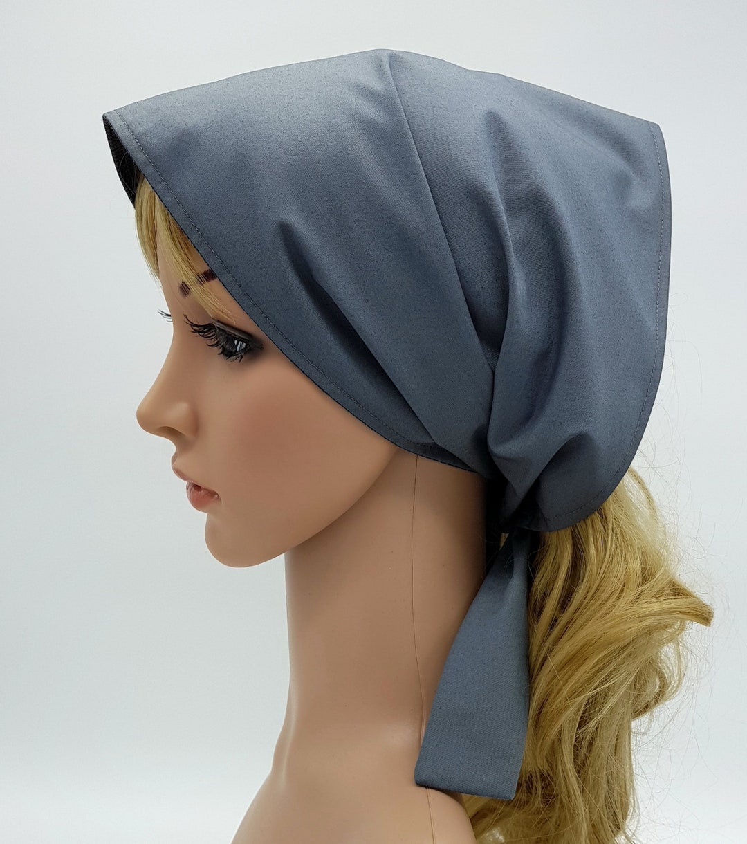 Wide Grey Cotton Self Tie Headscarf, Women's Hair Covering - Etsy