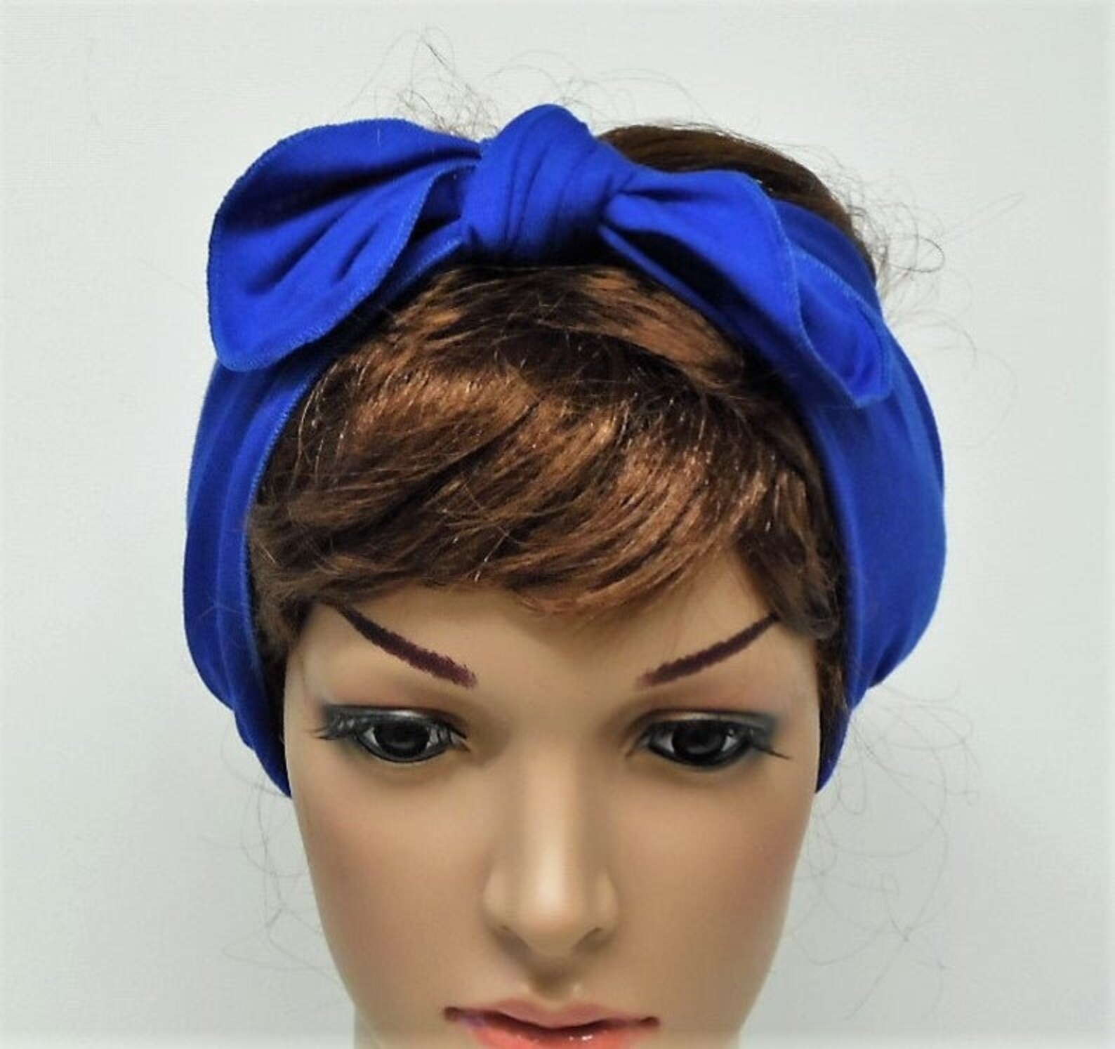Tie up headband royal blue head scarf pin up hair scarf | Etsy