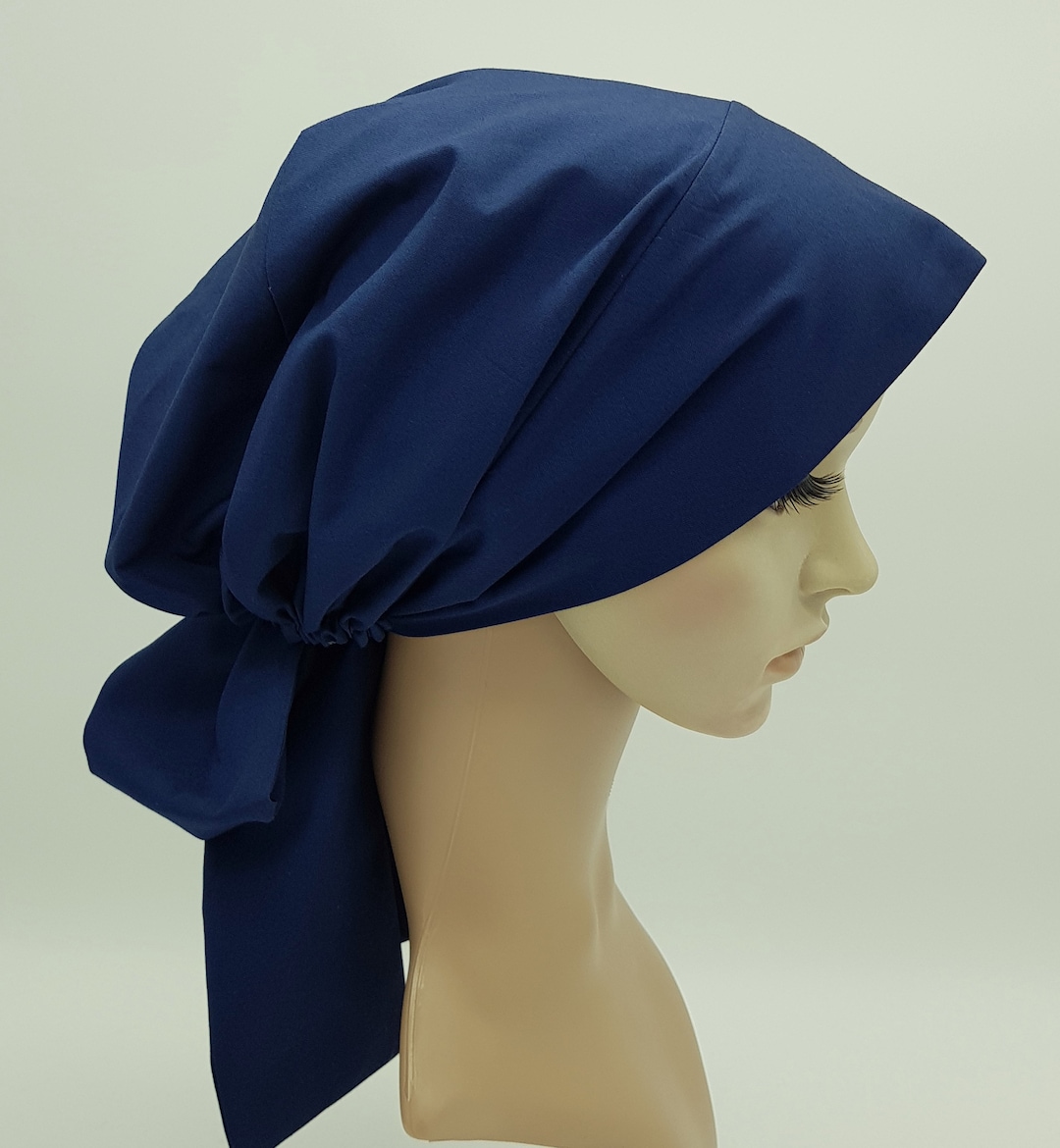 Navy Blue Cotton Head Wear for Women Nurse Hair Cover Bonnet - Etsy