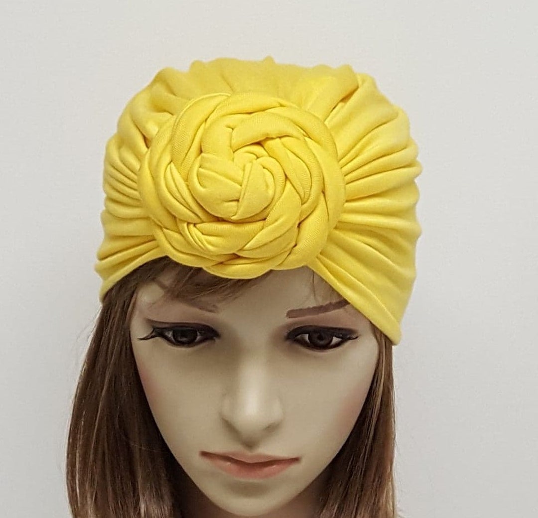 Top Knot Turban for Women Yellow Turban Front Knotted Turban - Etsy