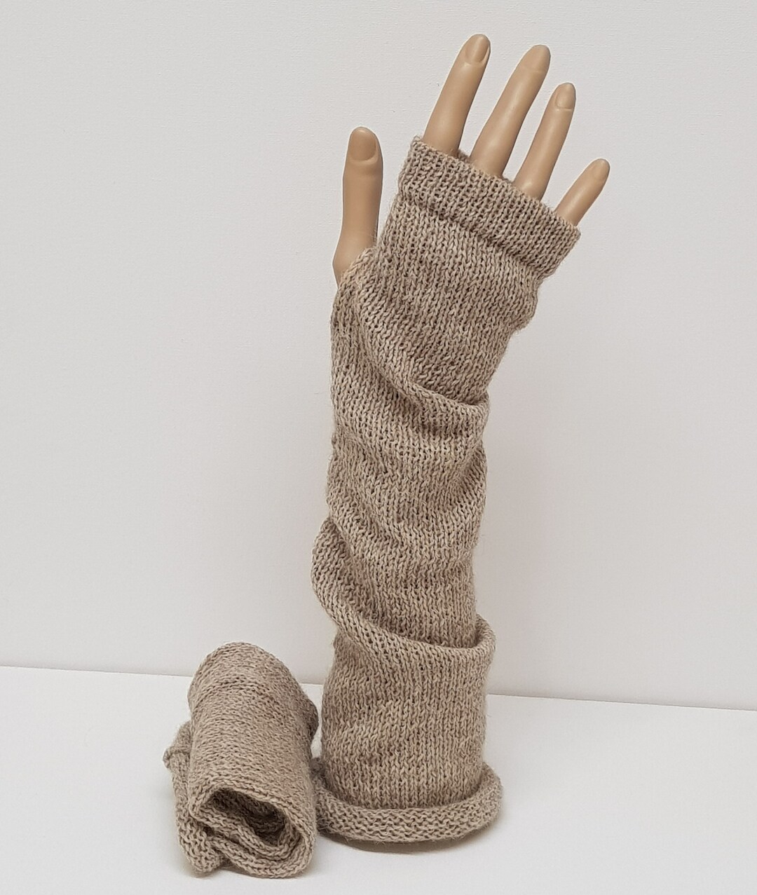 Alpaca Wool Fingerless Gloves, Knit Handwarmers, Knitted Wrist Warmers ...