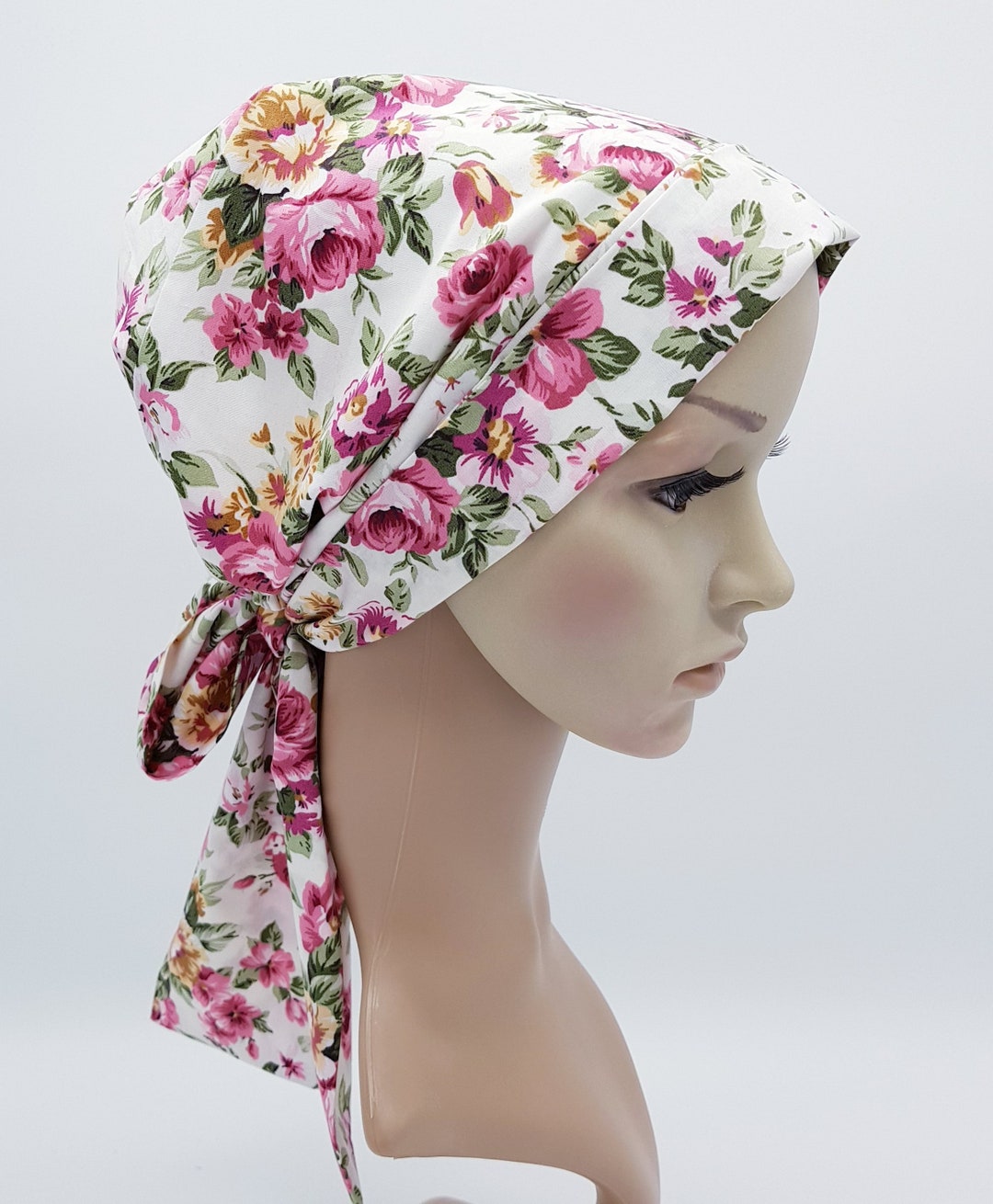 Floral Head Wear for Women, Cotton Head Scarf, Tichel, Head Snood ...