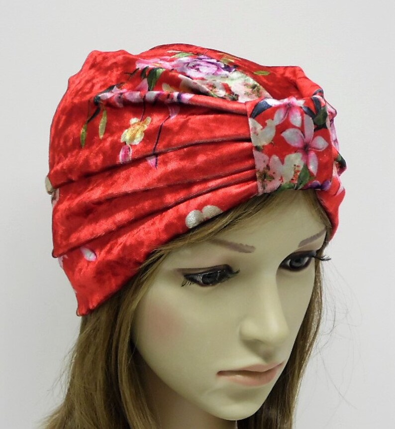 Floral Turban Hat for Women Velvet Turban Red Turban Top - Etsy