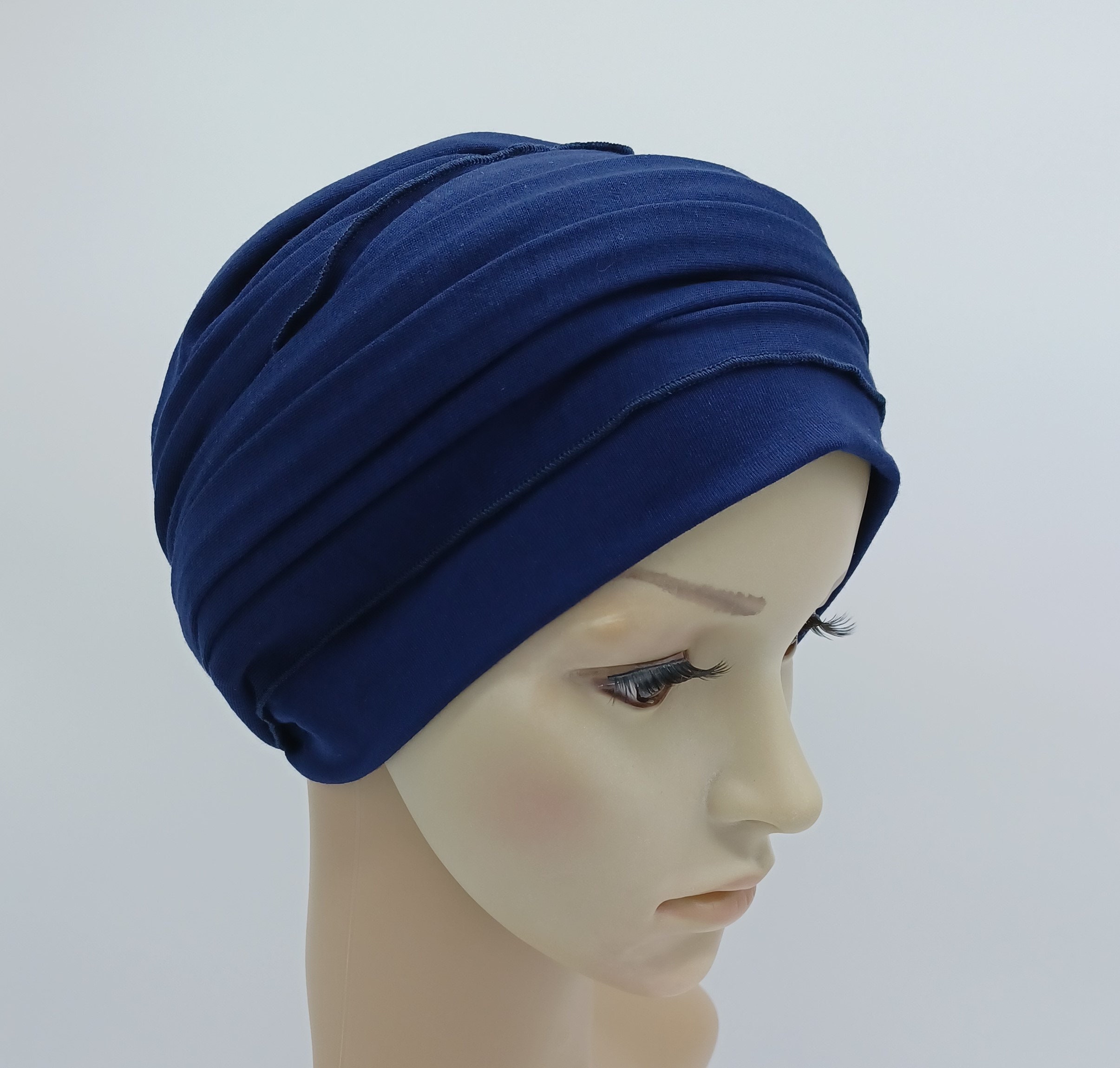 Full Head Covering Navy Blue Head Snood Stretchy Head Wrap | Etsy