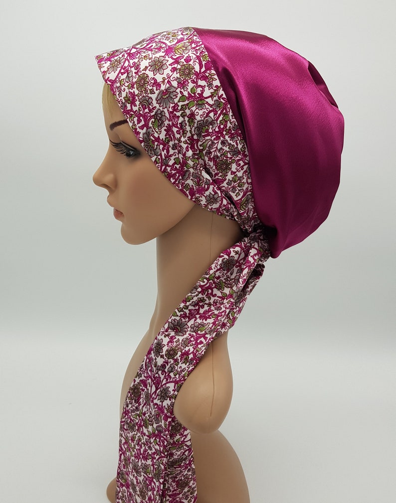 Satin head snood natural curly hair scarf lined bonnet with | Etsy