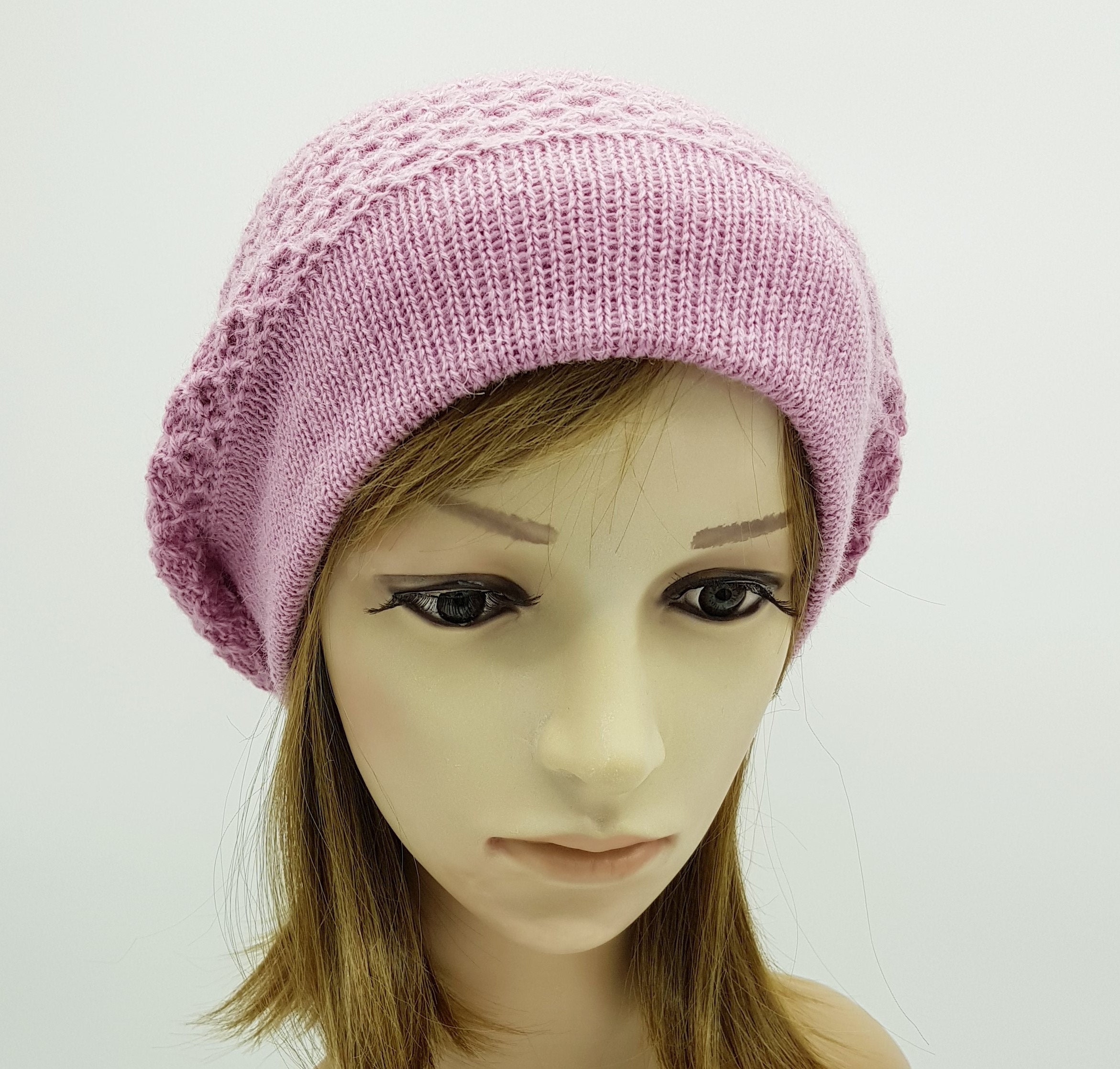 Pale pink alpaca beret handmade beret for women winter | Etsy