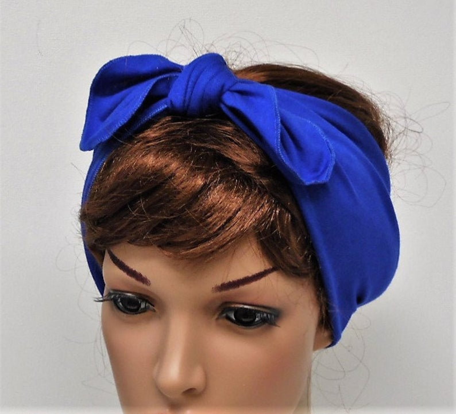 Tie up Headband, Royal Blue Head Scarf, Pin up Hair Scarf, Rockabilly ...