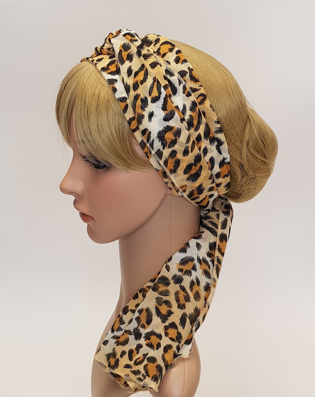 Extra Long Animal Print Chiffon Hair Scarf for Women, Wide Lightweight ...