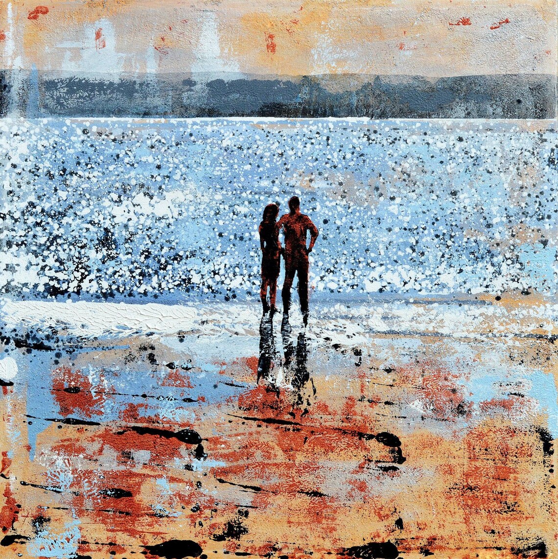 Beach Decor Wall Art Sunset Art Couple on Beach Couples - Etsy