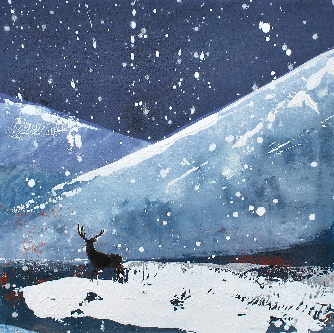 Stag Print, Stag Wall Art, Stag in Snow, Winter Picture, Scottish Art ...