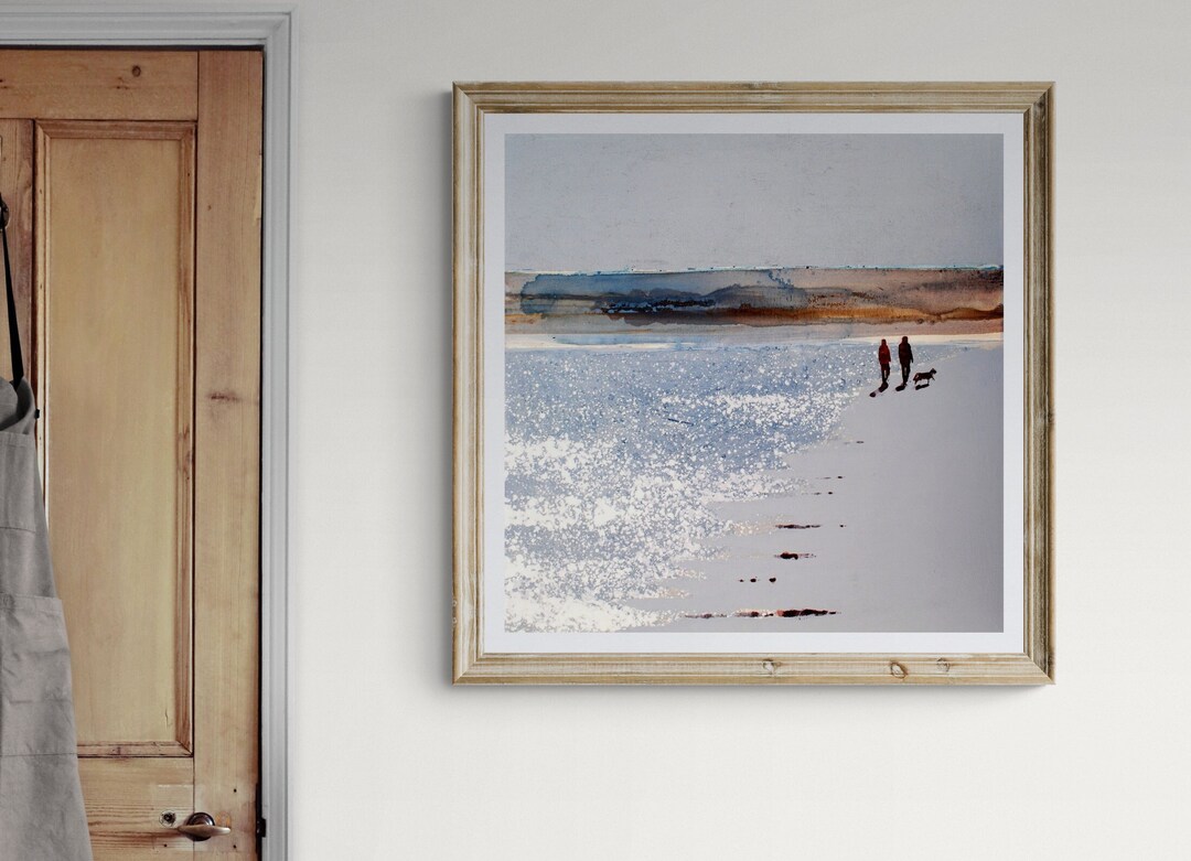 Cornwall Art of Camel Estuary Daymer Bay Couple Beach Walk Art Cornish ...