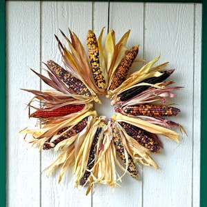 Large Indian Corn Wreath, Natural Indian Corn Fall Wreath, Multicolored ...