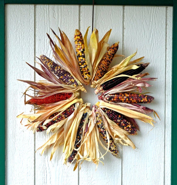 Large Indian Corn Wreath Natural Indian Corn Fall Wreath - Etsy