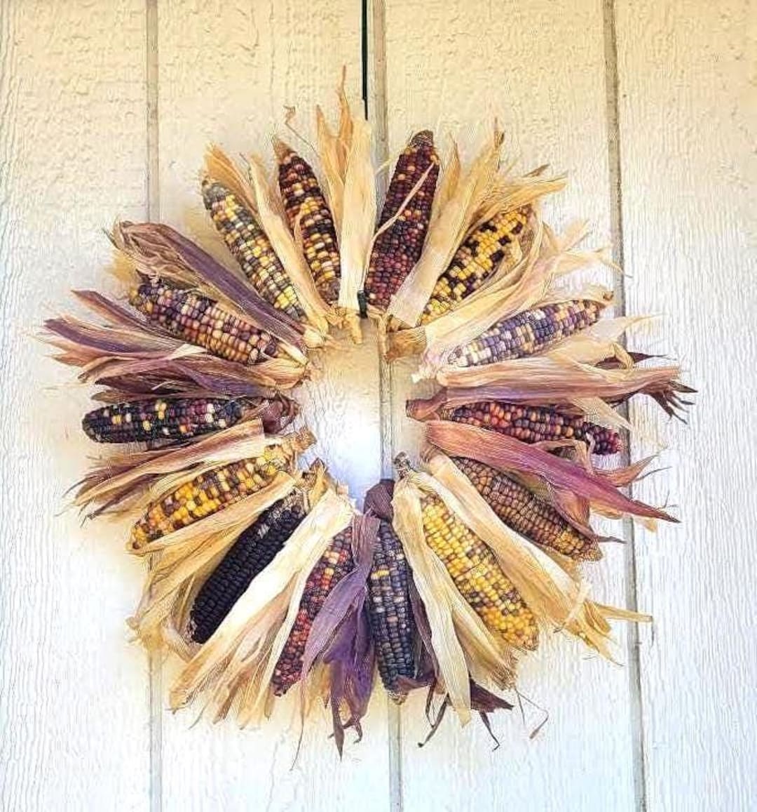Large Indian Corn Wreath, Natural Indian Corn Fall Wreath, Multicolored ...