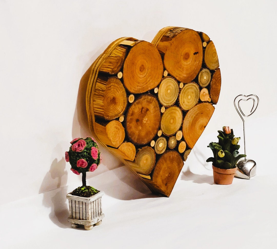 Log Slice Heart Wood Slice Heart Wedding Gift Wood Heart Valentine Day ...