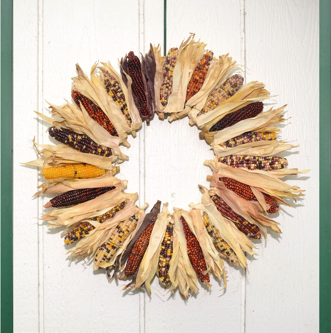 Miniature Indian Corn Wreath: Natural Autumn Farmhouse Decor - Etsy