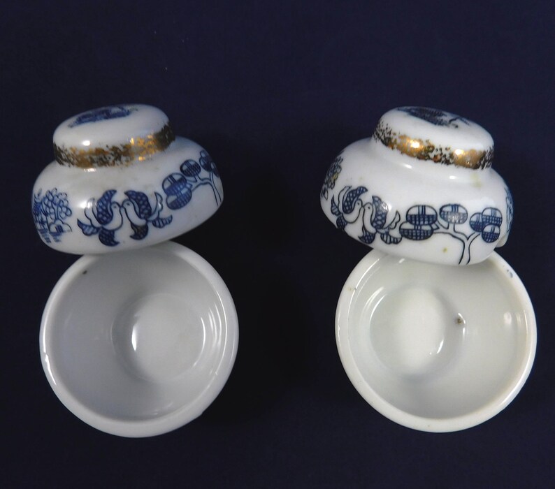 Pair Asian Salt Dips Antique Covered Blue and White Design - Etsy