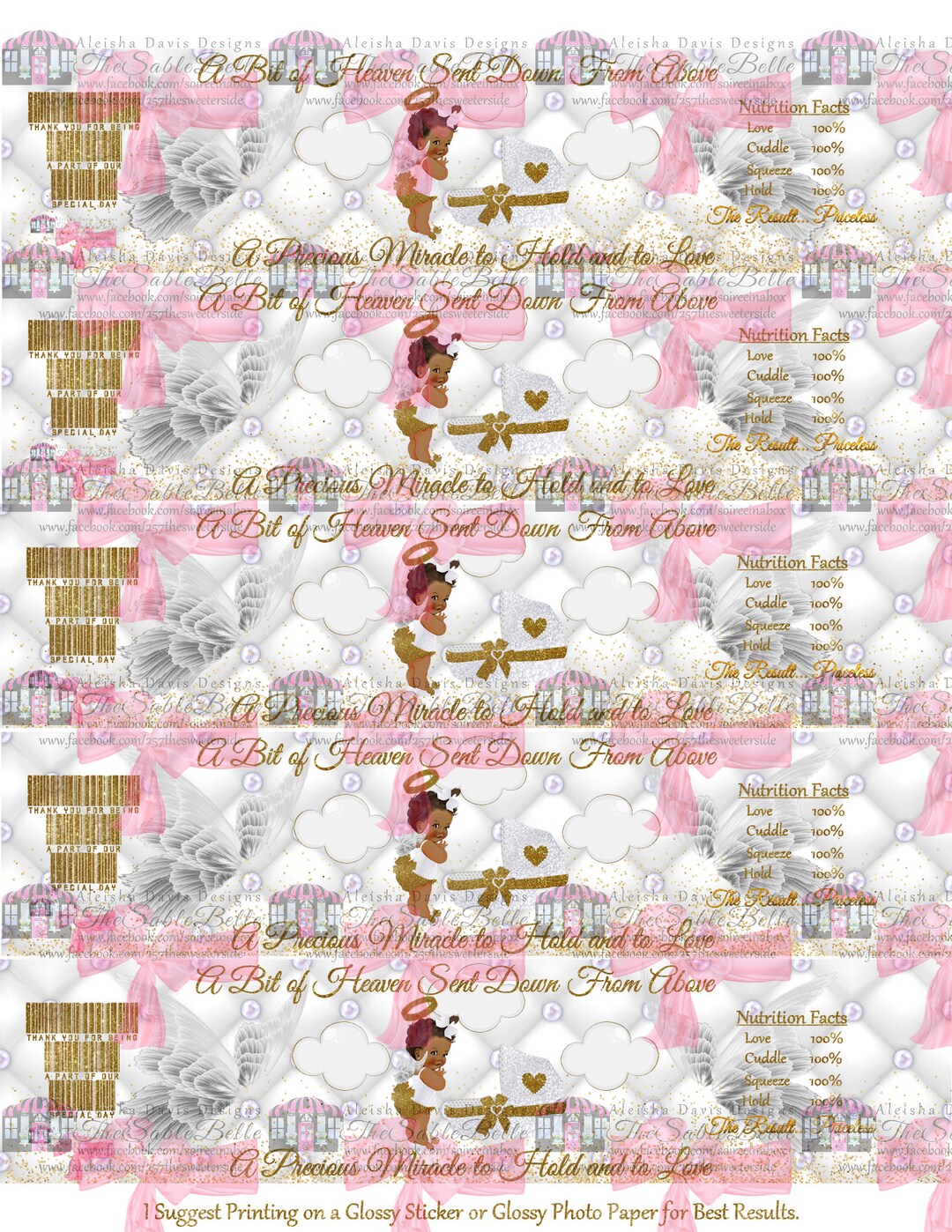 Heaven Sent Water Bottle Label Print Sheet DIGITAL DOWNLOAD - Etsy