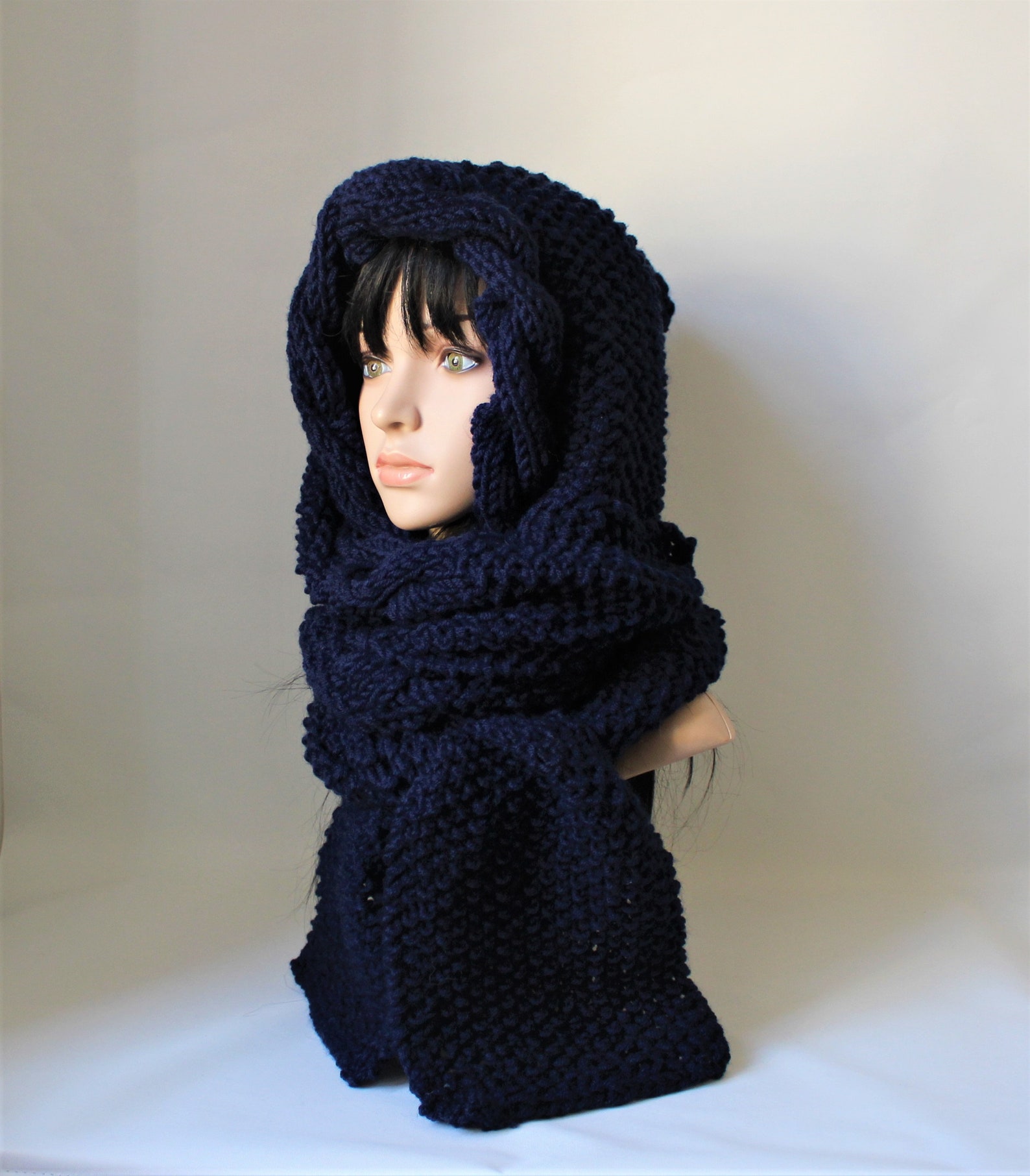 Bufanda con capucha, sudadera con capucha en azul marino - Etsy España