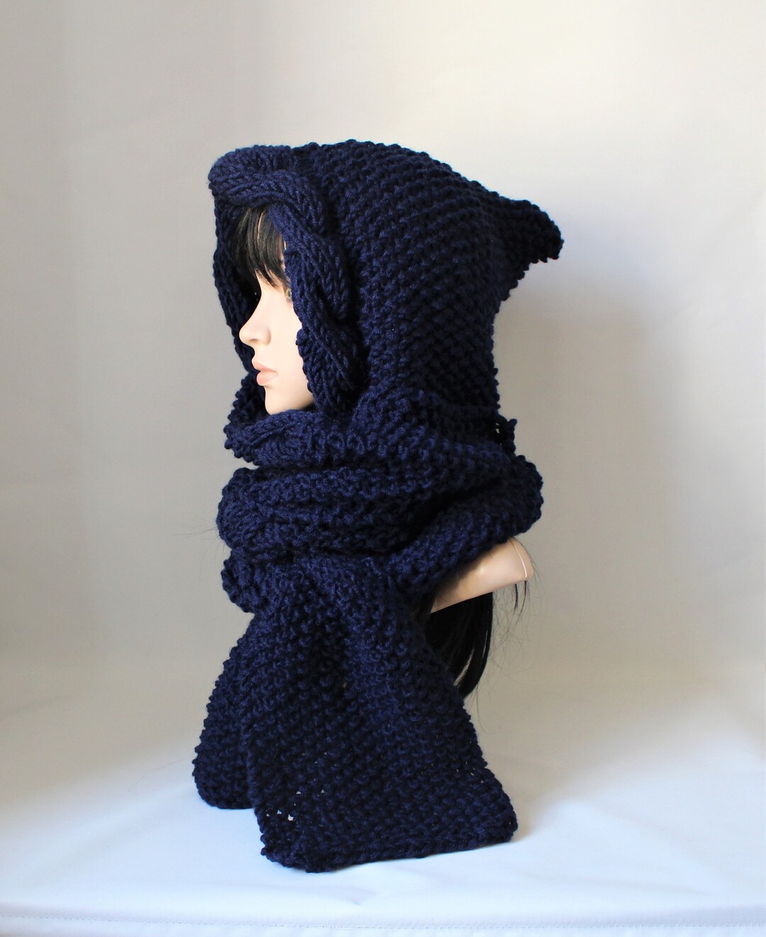 Bufanda con capucha, sudadera con capucha en azul marino - Etsy España