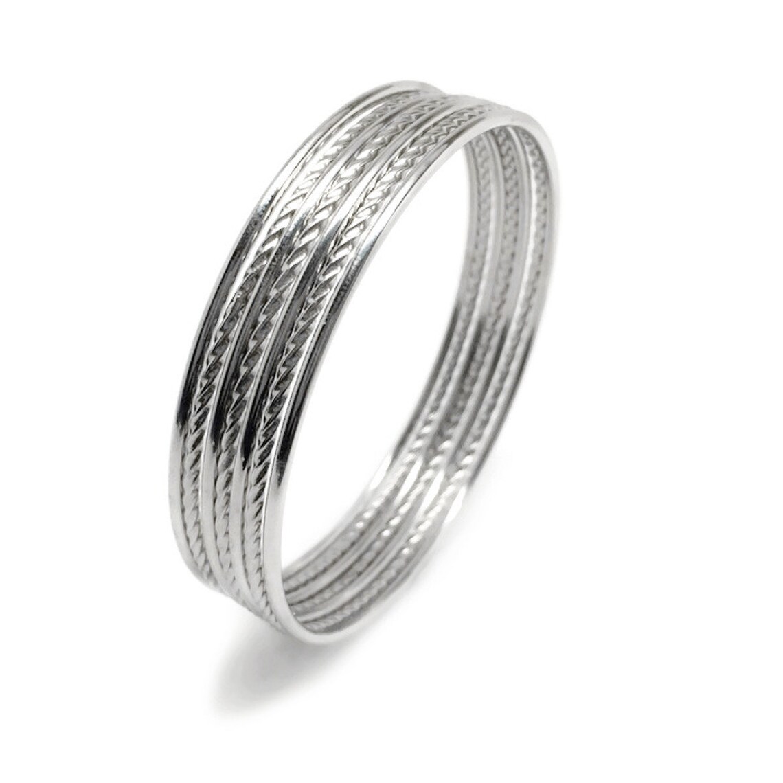 Thin Stainless Steel Bangle Bracelet Set Twisted Silver - Etsy