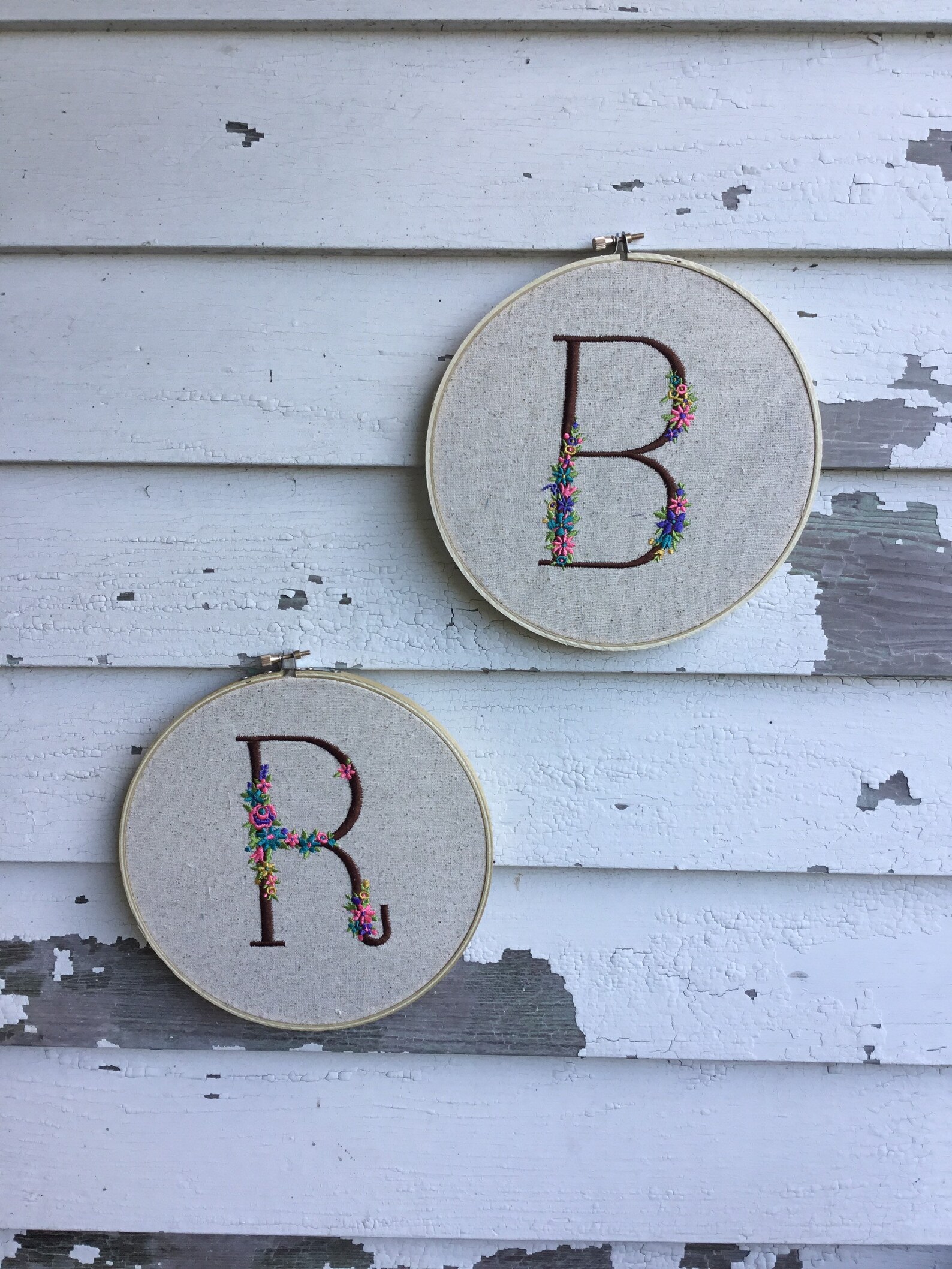 Letter Monogram, Letter Embroidery, Wall Art, Hoop Art, Nursery Decor ...