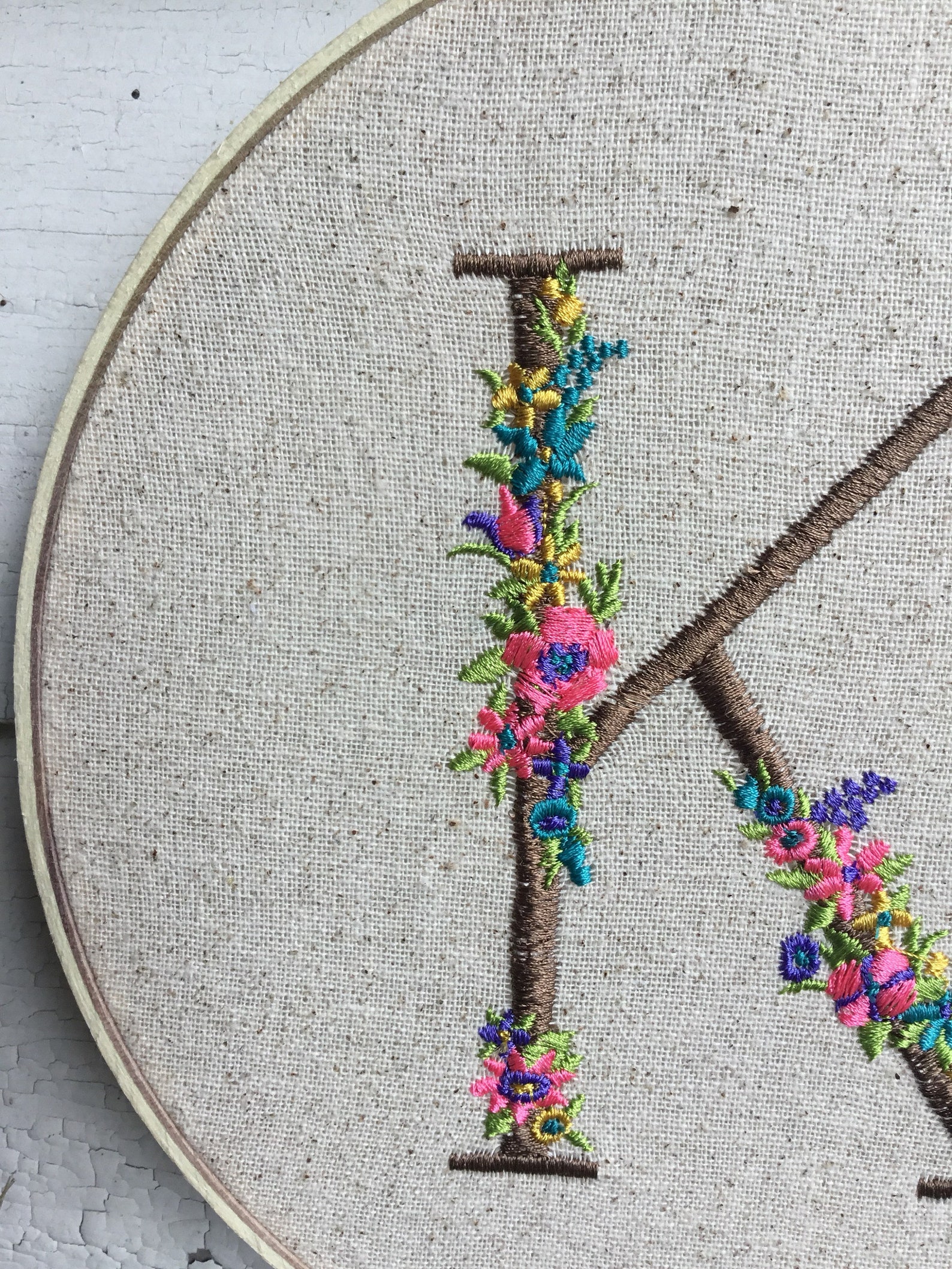 Letter Monogram, Letter Embroidery, Wall Art, Hoop Art, Nursery Decor ...