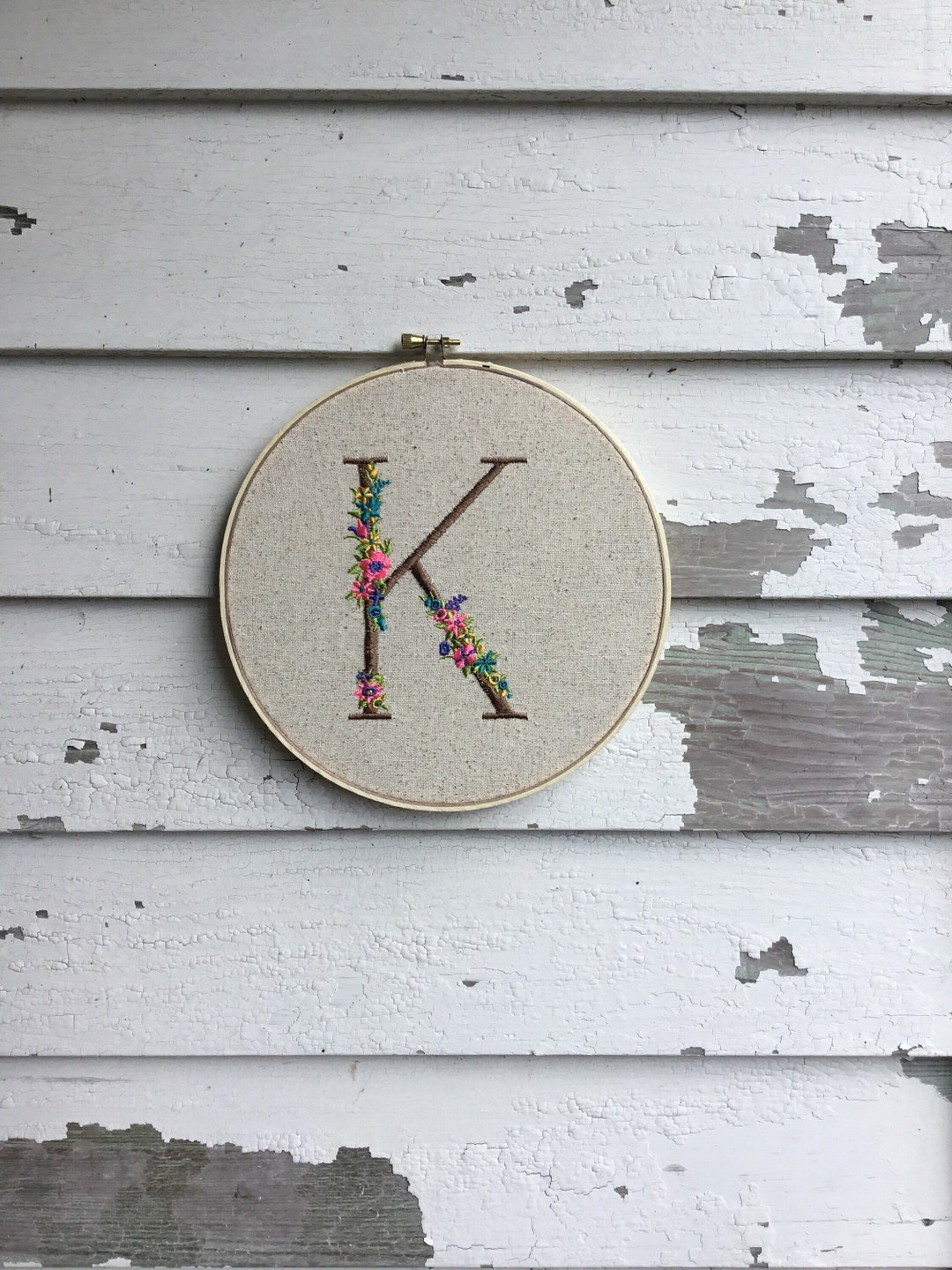 Letter Monogram, Letter Embroidery, Wall Art, Hoop Art, Nursery Decor ...