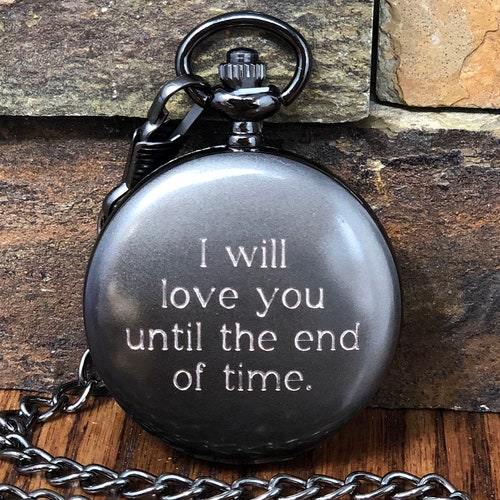 Custom Quote Engraved Gunmetal Pocket Watch Personalized - Etsy