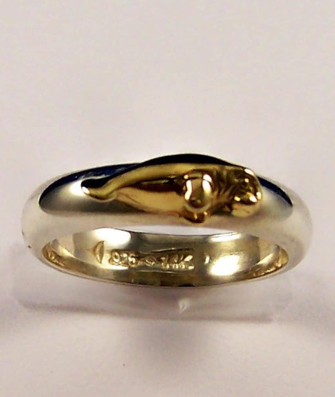 14k Gold and Sterling Silver Stacking Manatee Ring | Etsy