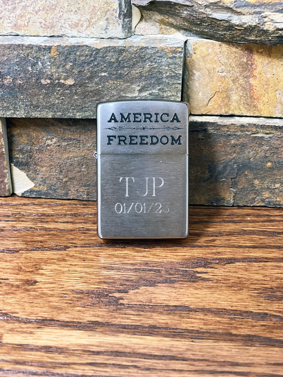Personalized Brushed Chrome Zippo Lighter, Custom Design America ...