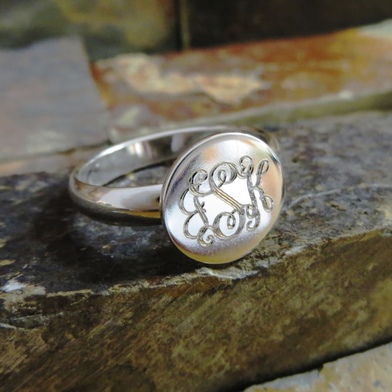 Monogram Ring Initial Ring Personalized Ring Engraved - Etsy