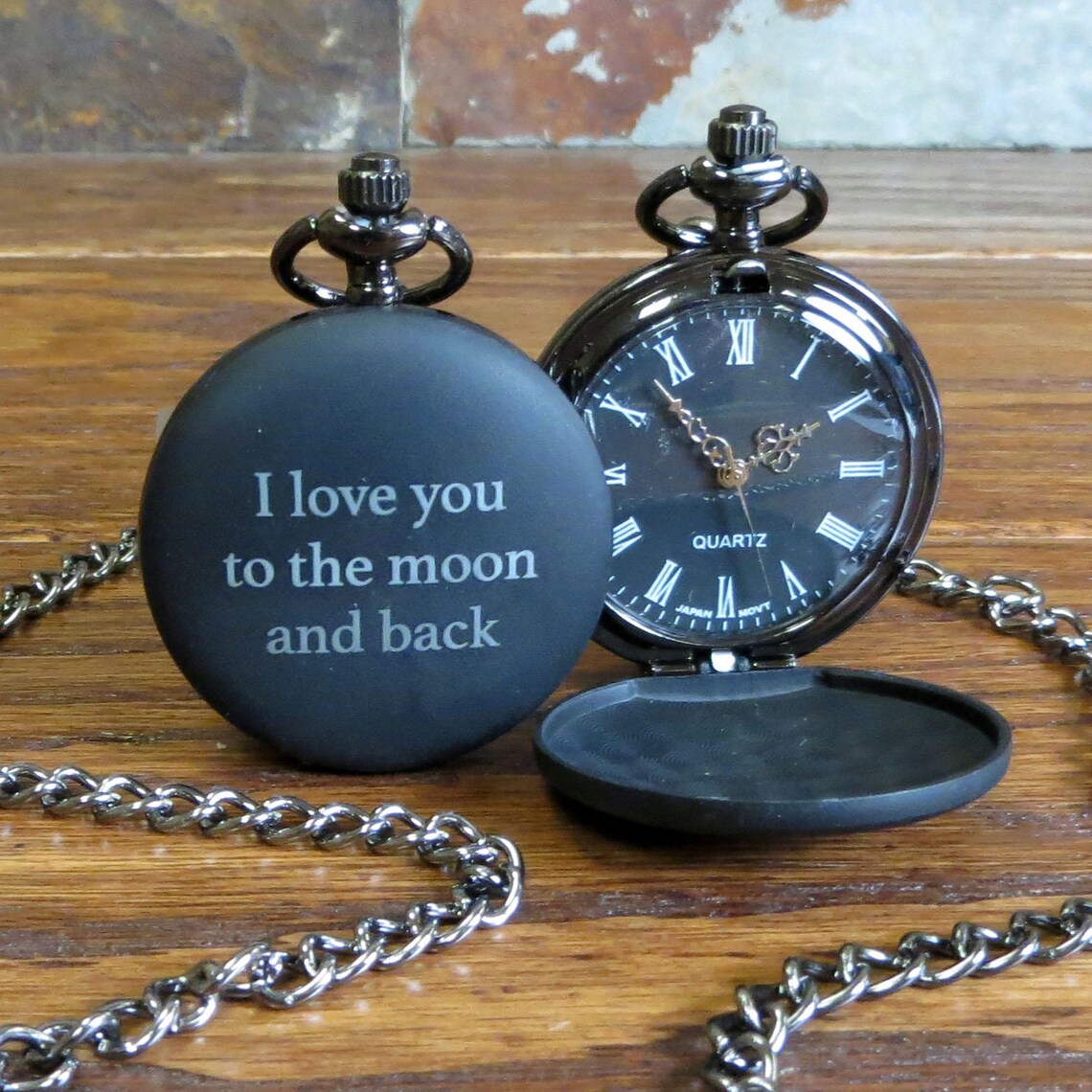 Personalized Custom Black Pocket Watch Engraved Custom - Etsy