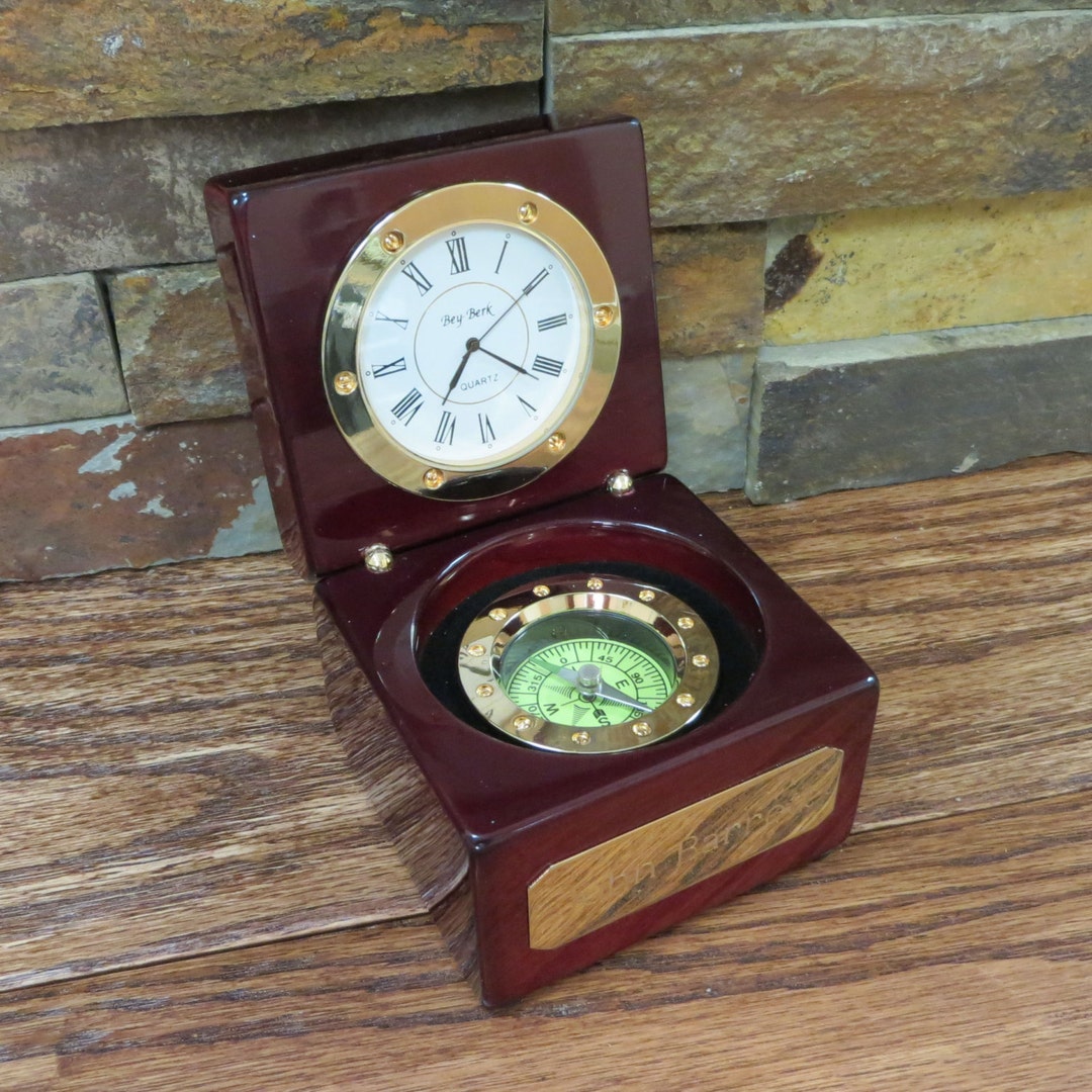 Personalized Nautical Compass Clock- Desk Supplies- Fathers Gift ...