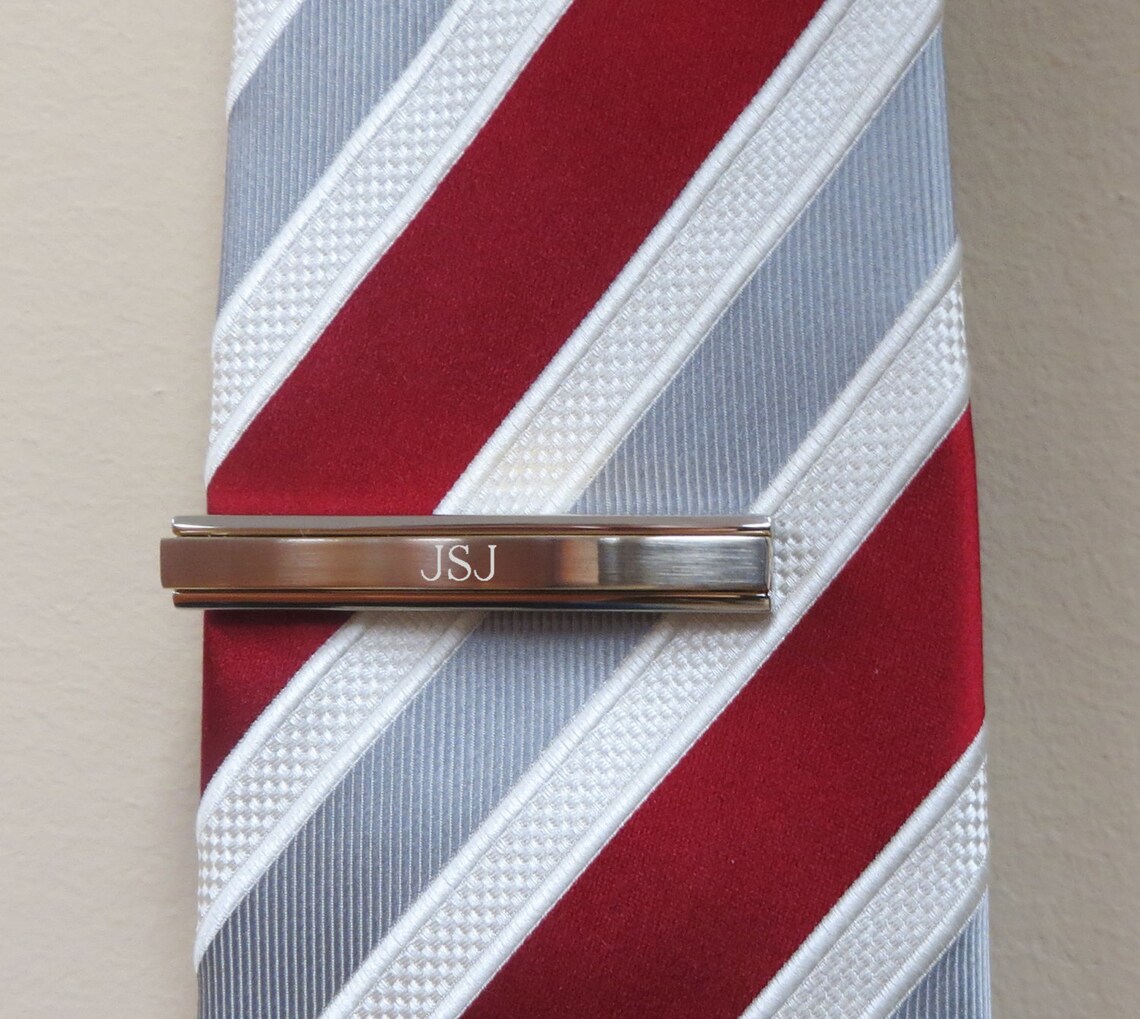 Personalized Two Tone Tie Clip Monogrammed Engraved - Etsy