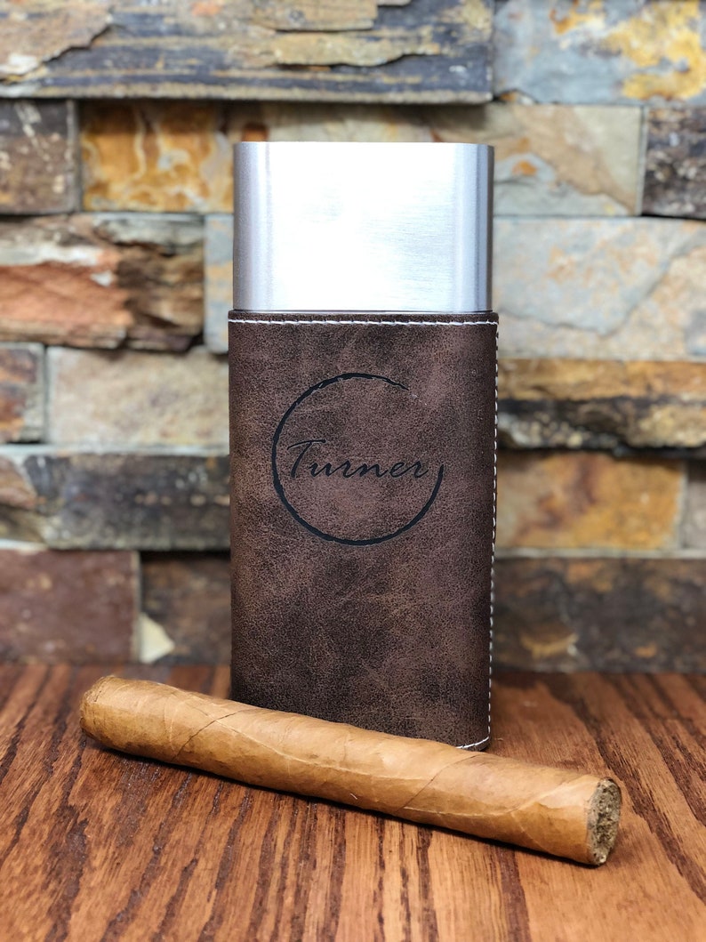 Personalized Stainless Steel Cigar Case with Guillotine Cutter | Etsy