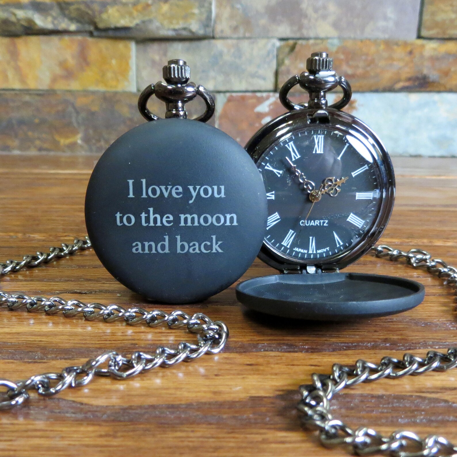 Personalized Custom Black Pocket Watch Engraved Custom - Etsy