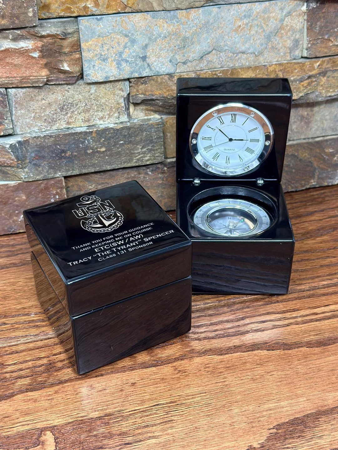 Personalized Nautical Compass Clock, Desk Supplies, Fathers Day ...