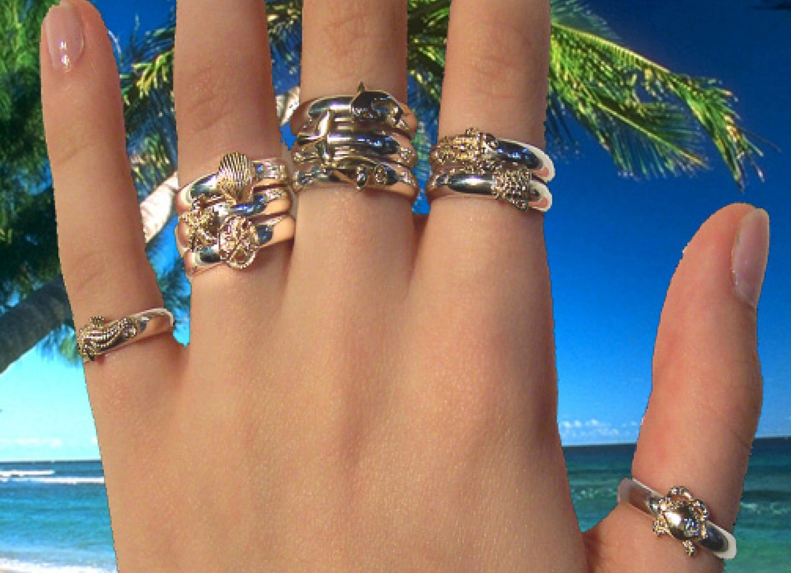 14k Gold and Sterling Silver Stacking Lobster Ring - Etsy