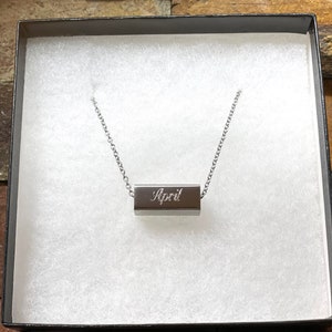 Personalized Engraved Block Necklace, Monogrammed, Bridesmaids Gift ...