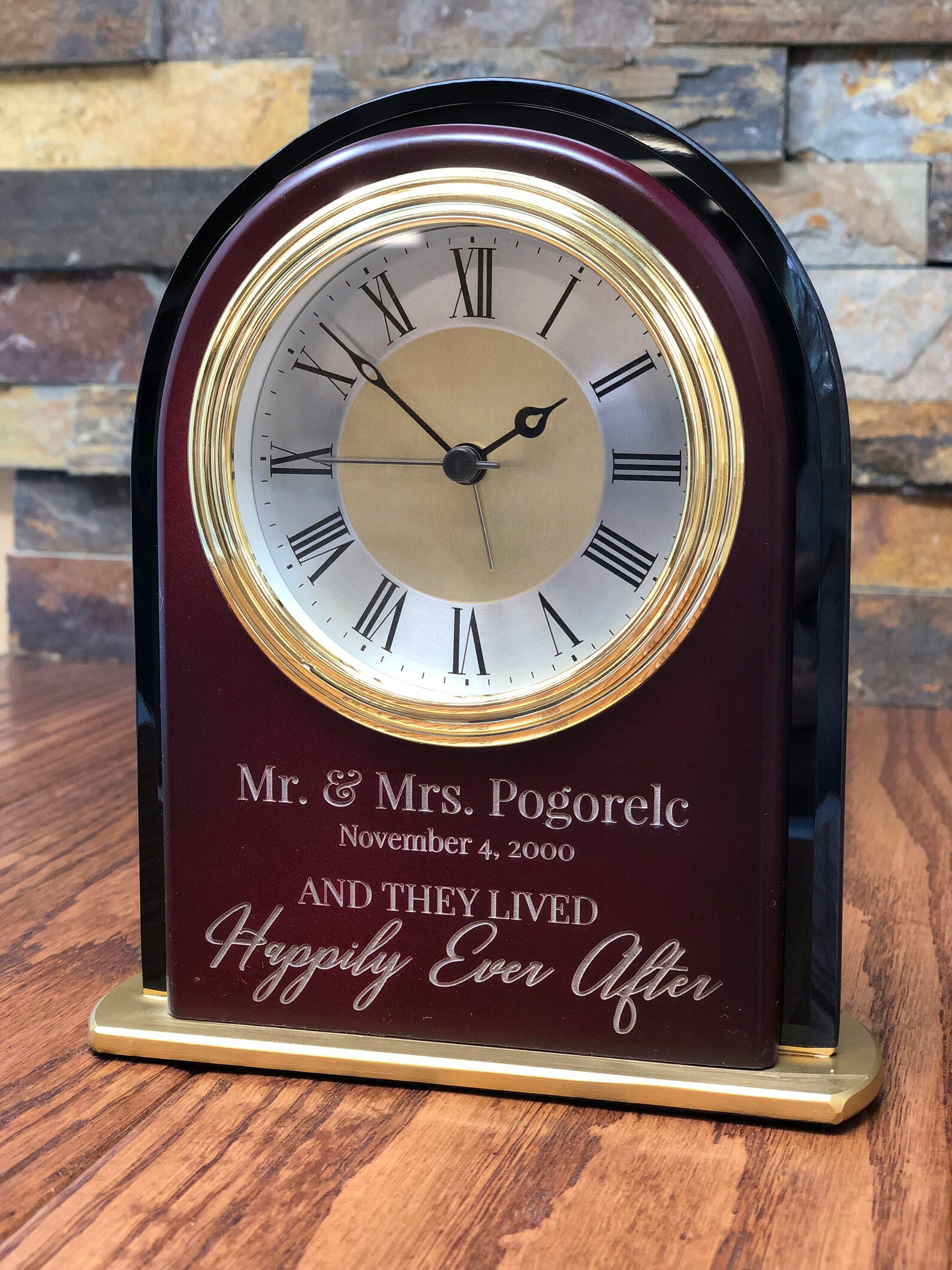 Personalized Mantle Alarm Clock, Custom Wedding Gift, Anniversary ...