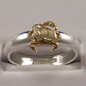 14k Gold and Sterling Silver Stacking Crab Ring - Etsy